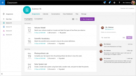 E-learning platform: Microsoft Classroom - PROCSEE